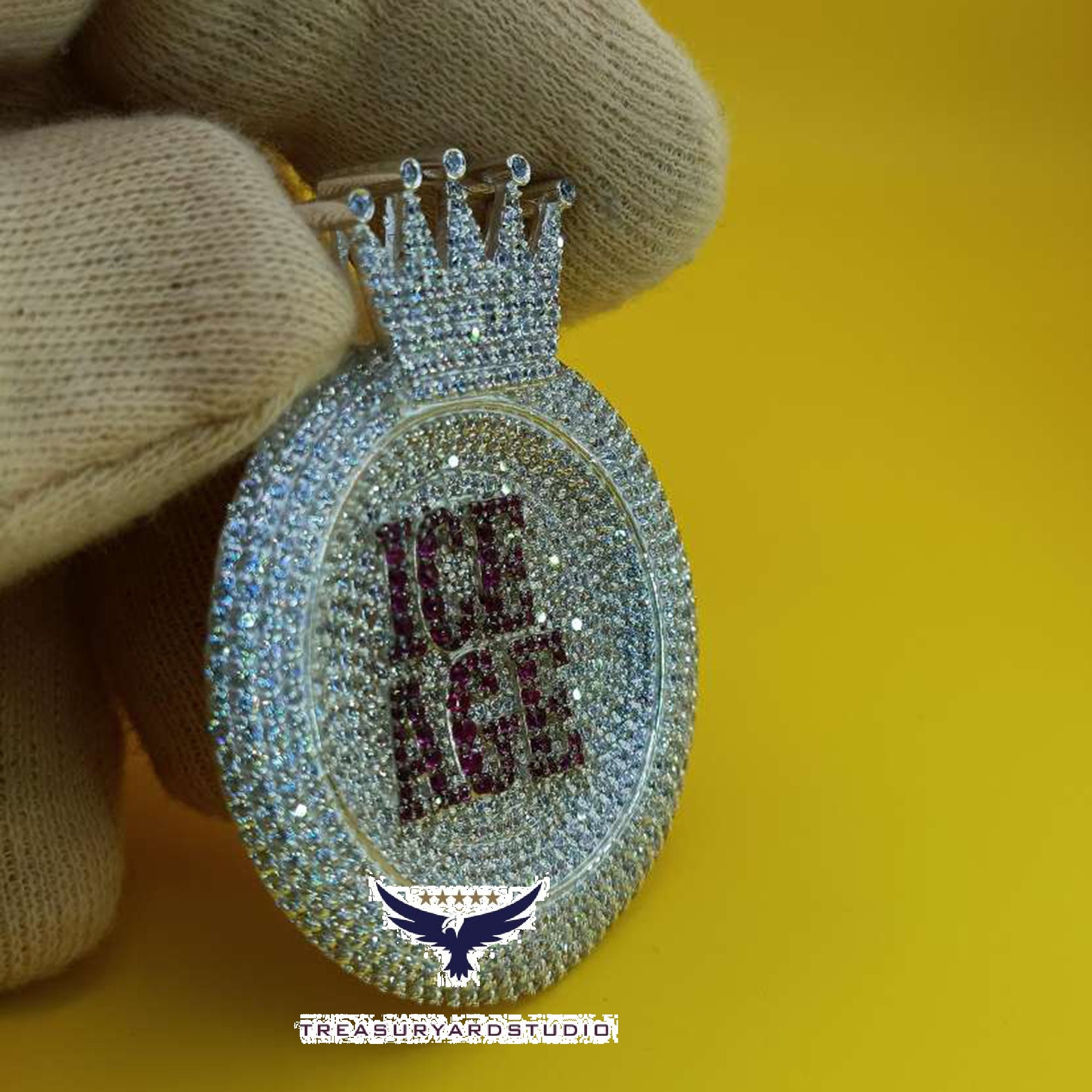 Iced Out Crown Tiara Charm Rapper ice Age Logo Pendant - Etsy