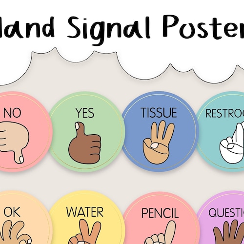 Multicultural Hand Signal Posters Pastel Rainbow Classroom - Etsy Multicultural Hand Signal Posters Pastel Rainbow Classroom - Etsy