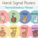 Multicultural Hand Signal Posters Pastel Rainbow Classroom Management ...