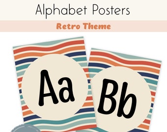 Colorful Primary Alphabet Posters Traceable Letters Groovy Garden Retro ...