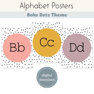Classroom Alphabet Posters | Boho Dots | Classroom Decor - Etsy