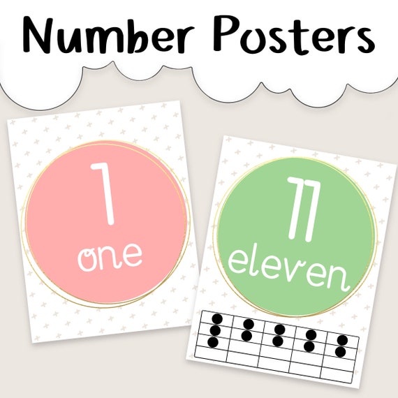 Number Posters Pastel Rainbow Classroom Decor | Etsy