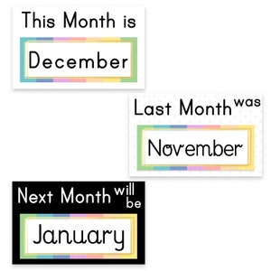 Calendar Cards | Pastel Rainbow | Classroom Decor - Etsy