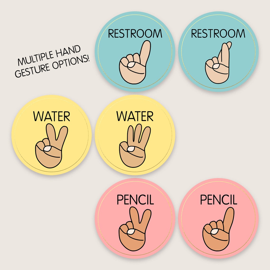 Multicultural Hand Signal Posters Pastel Rainbow Classroom - Etsy