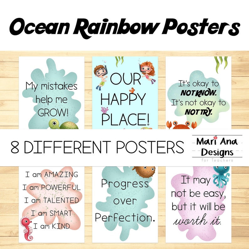 Classroom Poster Pack Ocean Rainbow Classroom Decor | Etsy