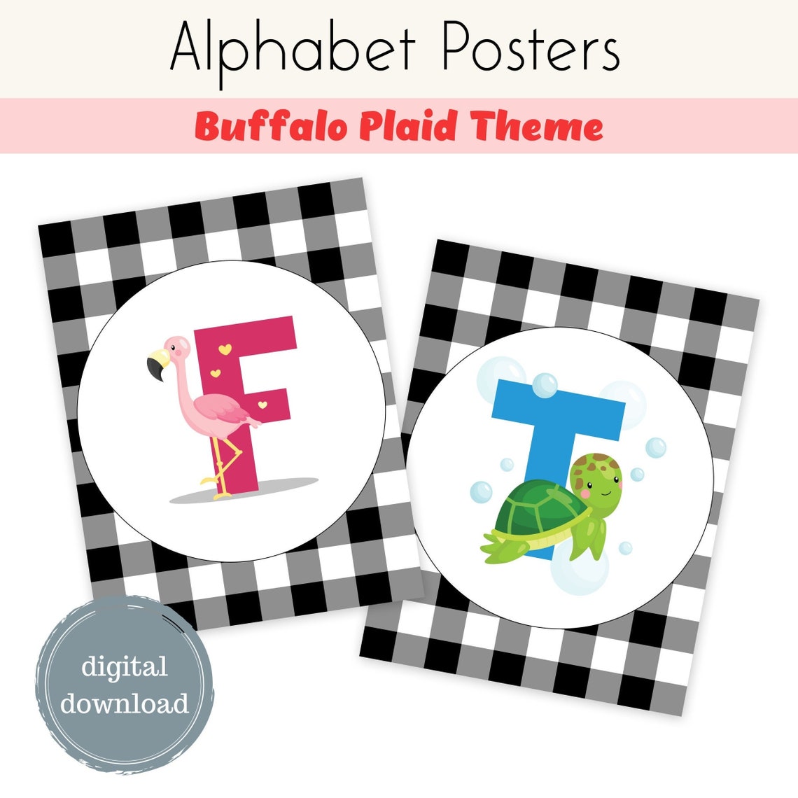 Classroom Alphabet Posters | Buffalo Plaid | Classroom Decor - Etsy