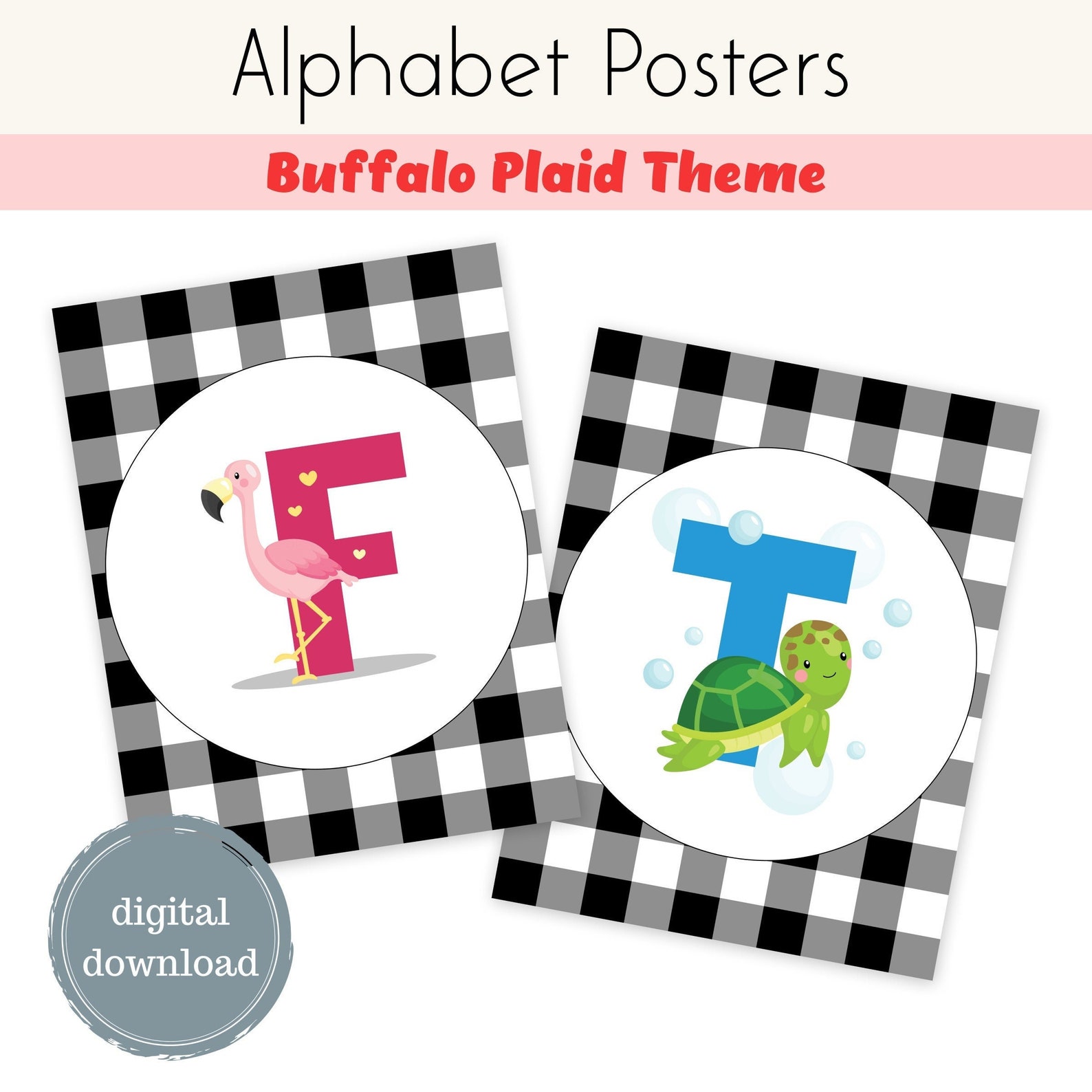 Classroom Alphabet Posters | Buffalo Plaid | Classroom Decor - Etsy