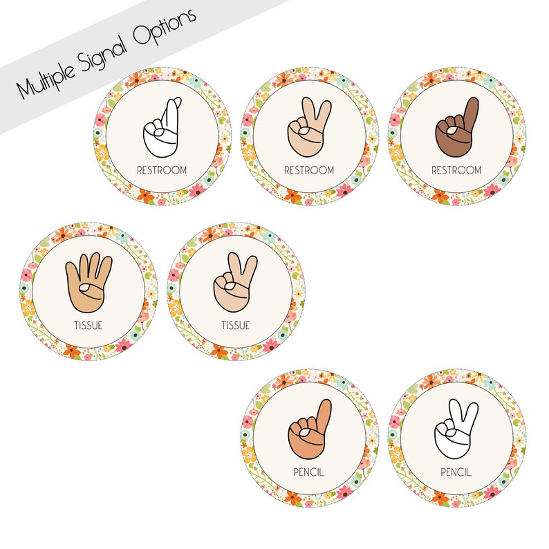 Multicultural Hand Signal Posters Garden Flowers Classroom - Etsy