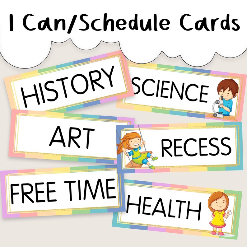 I Can Statements & Schedule Cards Pastel Rainbow Classroom | Etsy