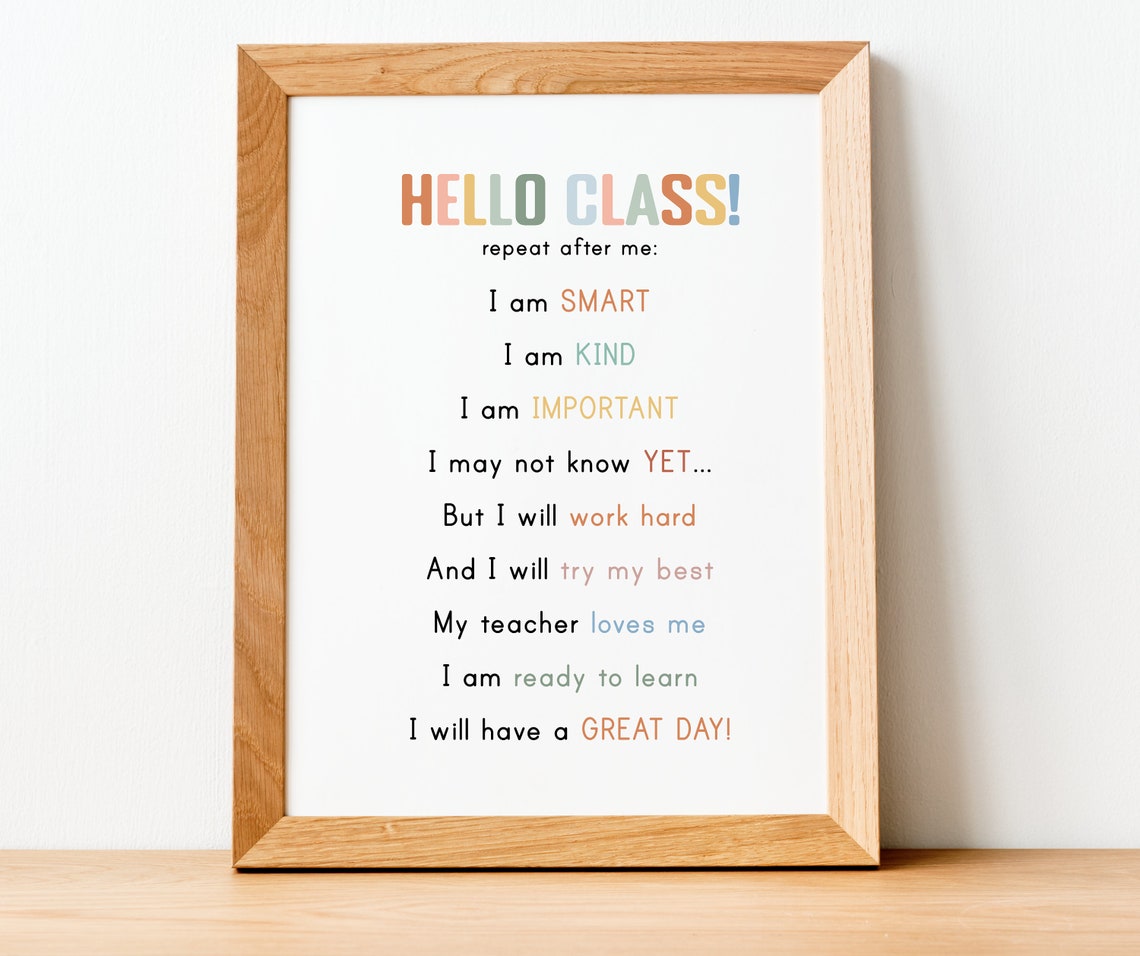 Class Affirmation | Classroom Poster | Classroom Decor | Morning ...