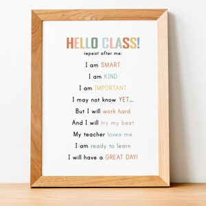 Class Affirmation | Classroom Poster | Classroom Decor | Morning ...
