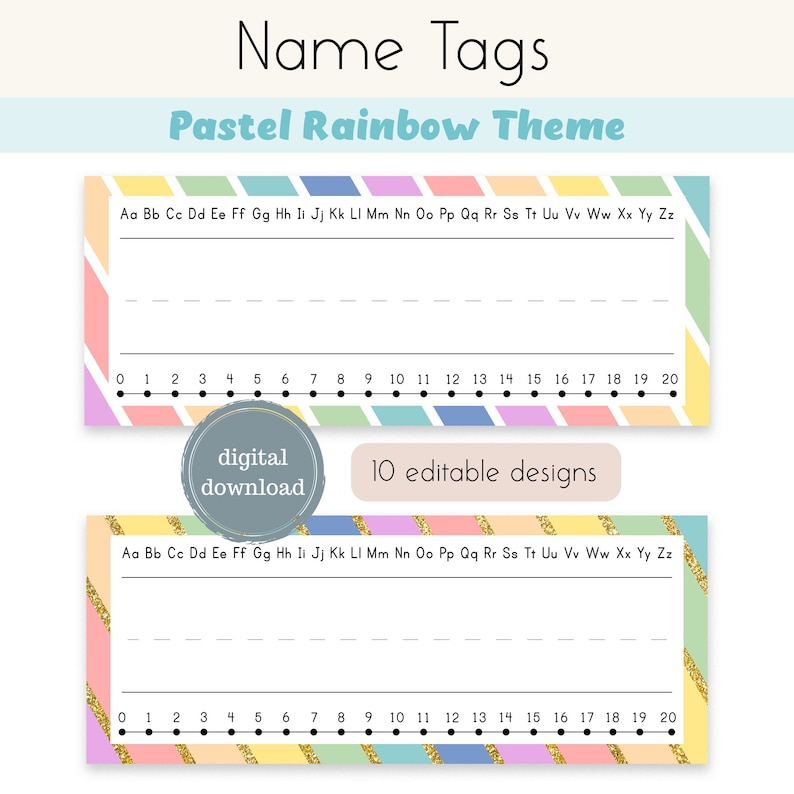 Name Tags | Pastel Rainbow | Classroom Management - Etsy
