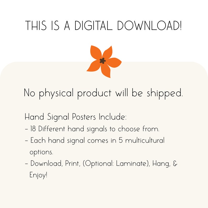 Multicultural Hand Signal Posters Garden Flowers Classroom - Etsy