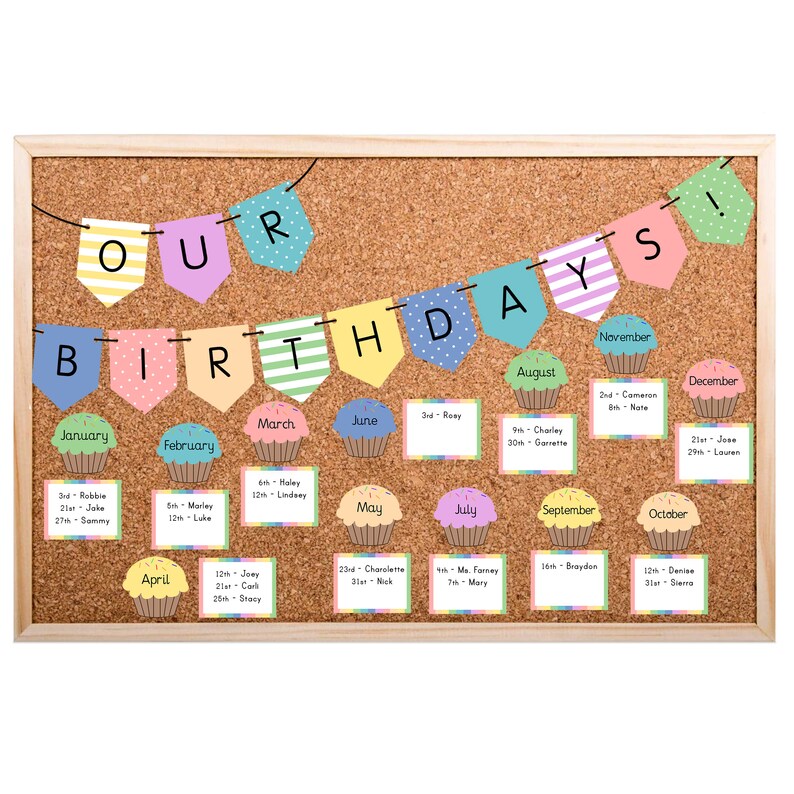 Birthday Bulletin Board | Pastel Rainbow | Classroom Decor - Etsy