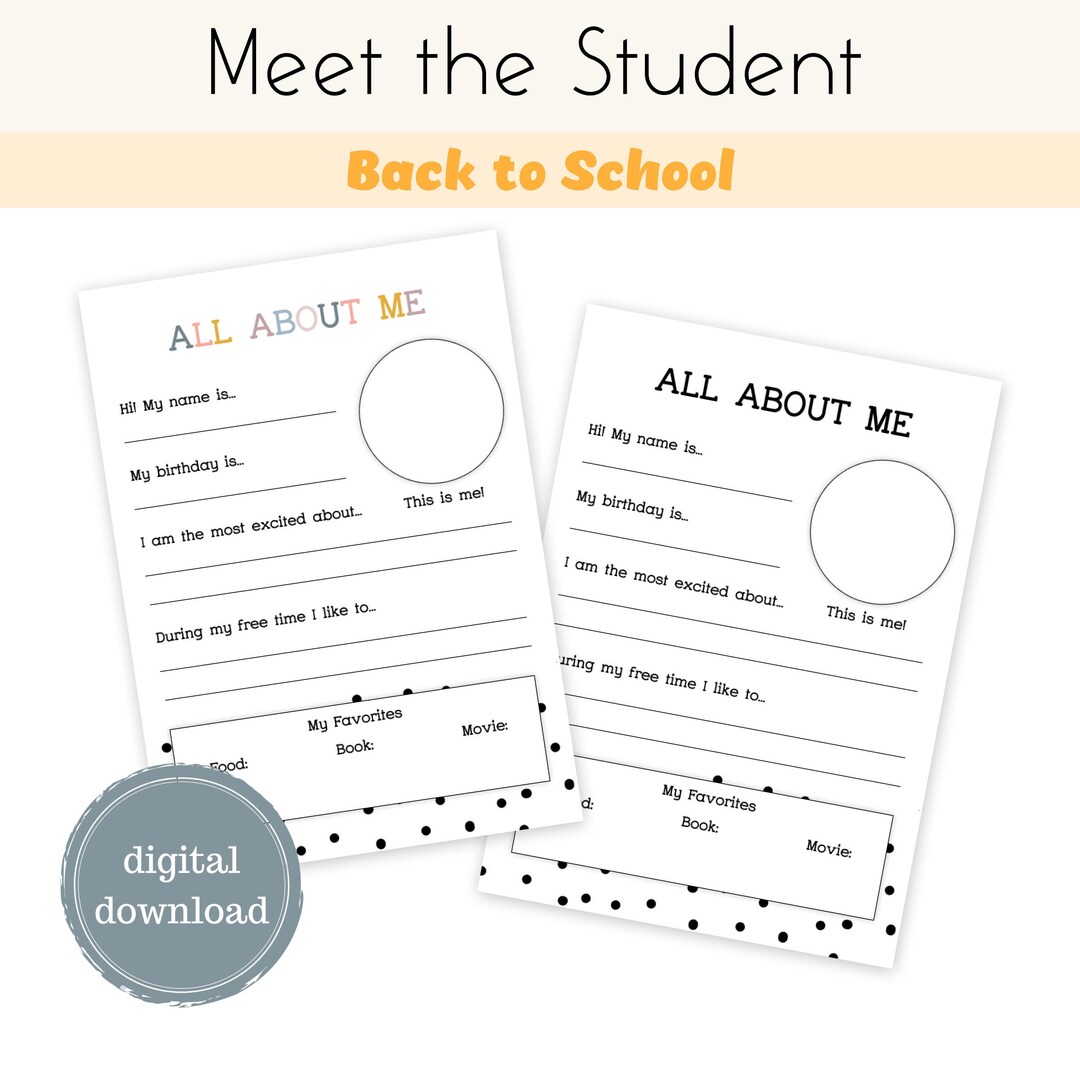 Meet the Student | Back to School | Classroom Activity | Student ...