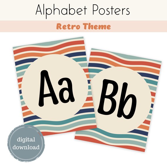 Classroom Alphabet Posters Retro Classroom Decor - Etsy