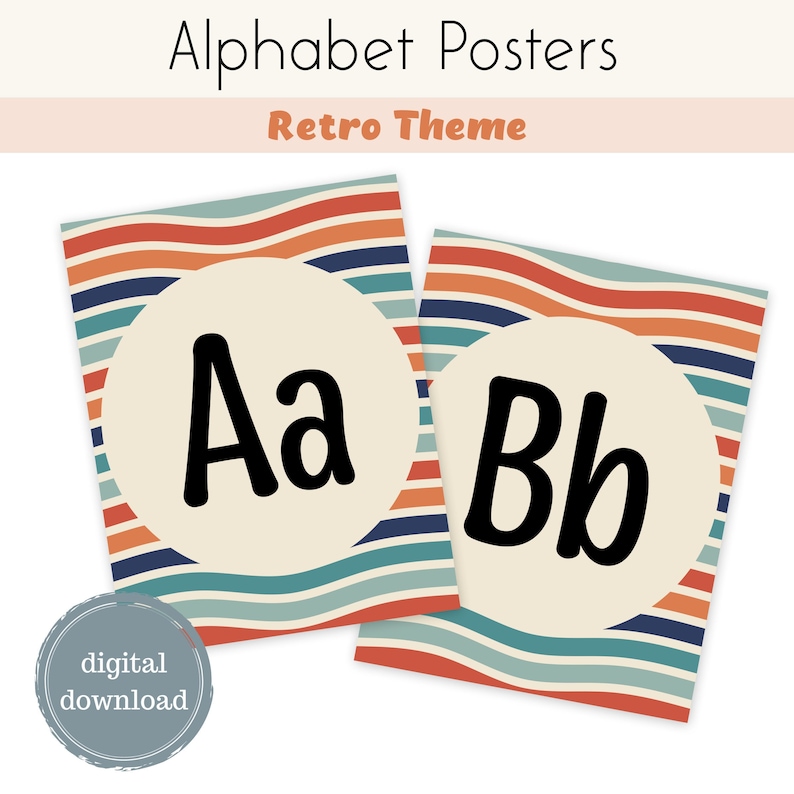 Classroom Alphabet Posters | Retro | Classroom Decor - Etsy