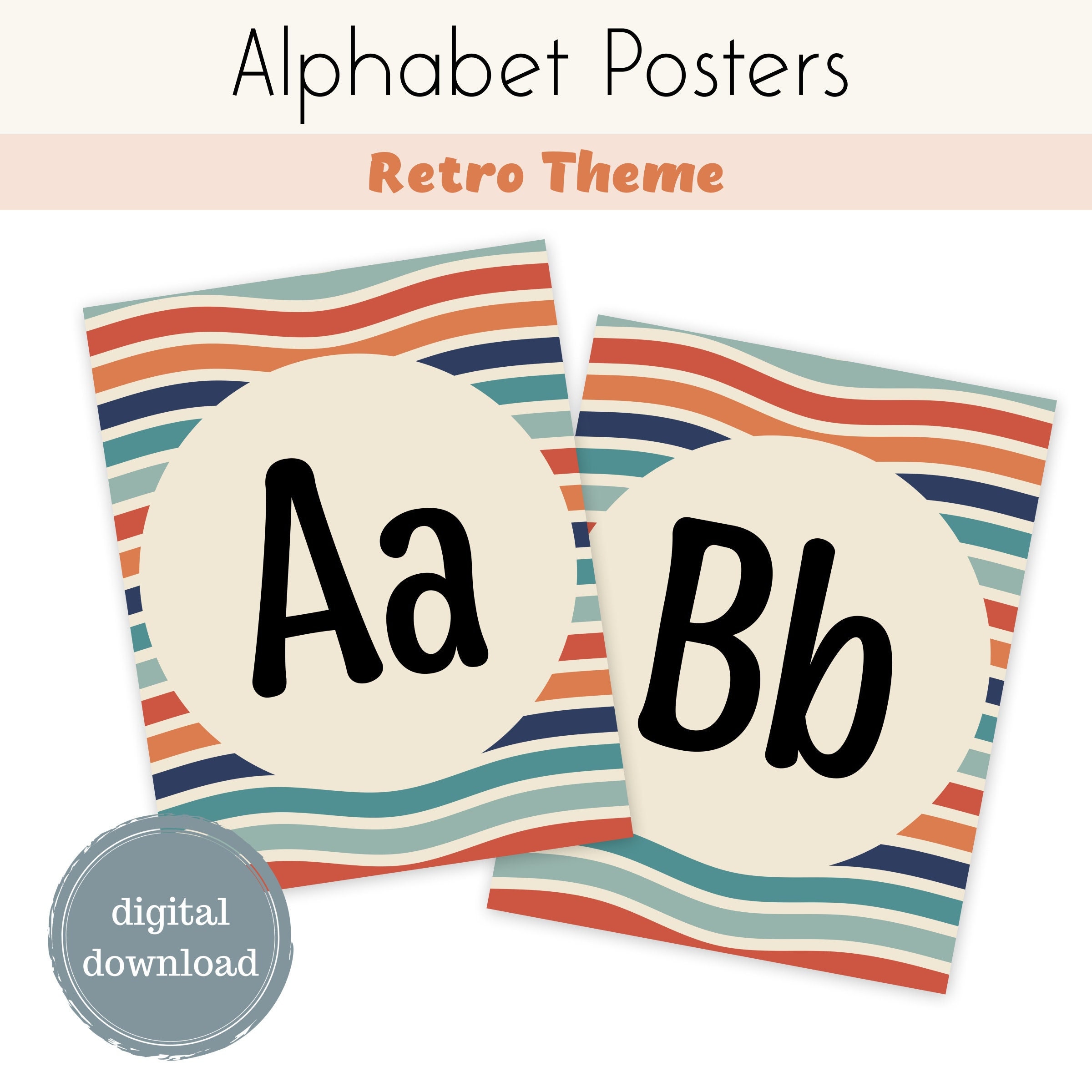 Classroom Alphabet Posters | Retro | Classroom Decor - Etsy