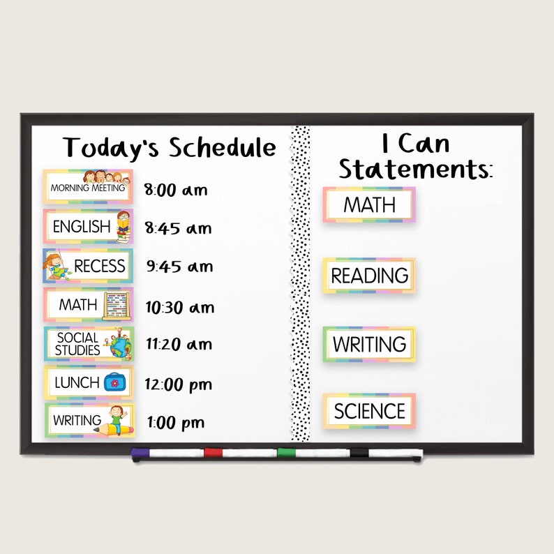 I Can Statements & Schedule Cards Pastel Rainbow Classroom | Etsy