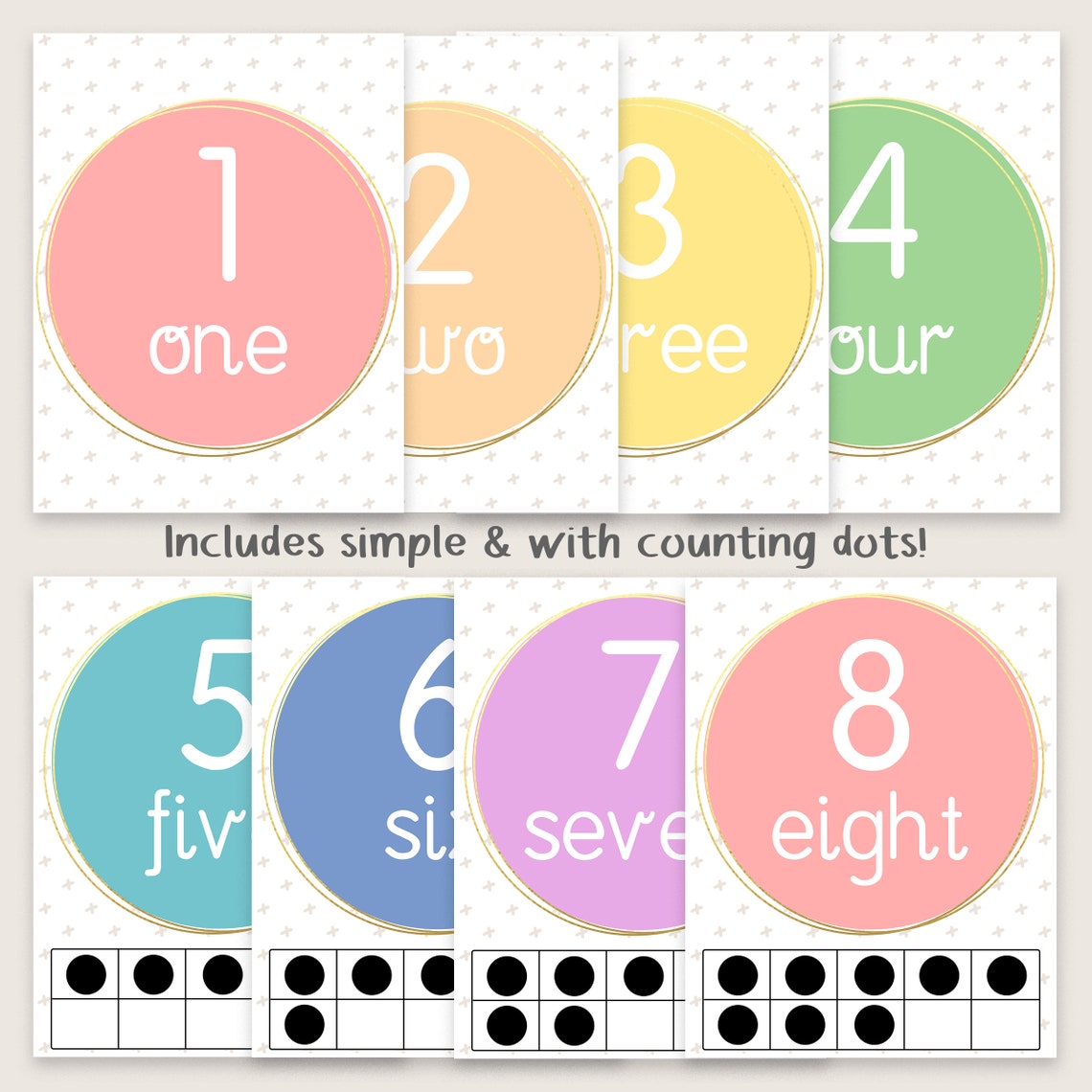 Number Posters Pastel Rainbow Classroom Decor | Etsy