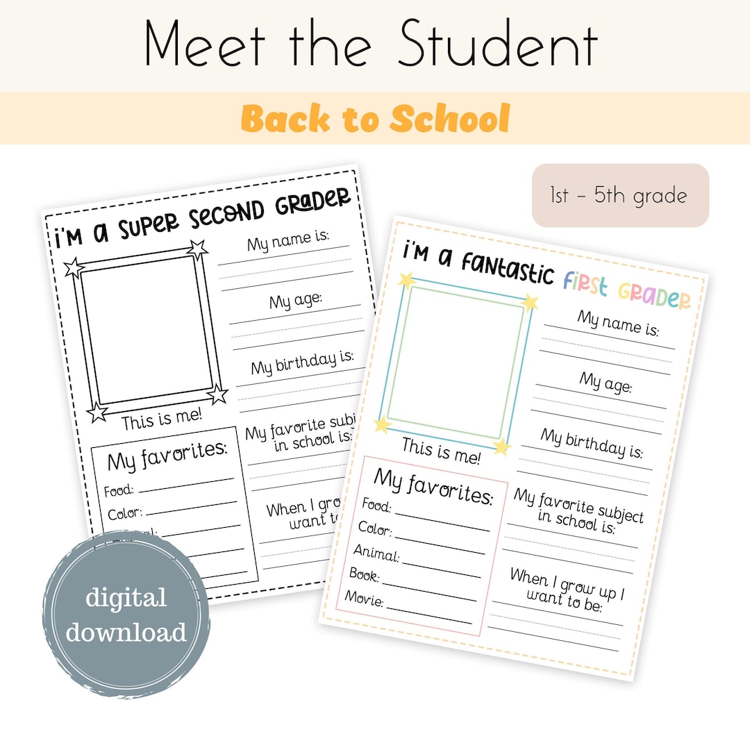 Meet the Student | Back to School | Classroom Activity - Etsy