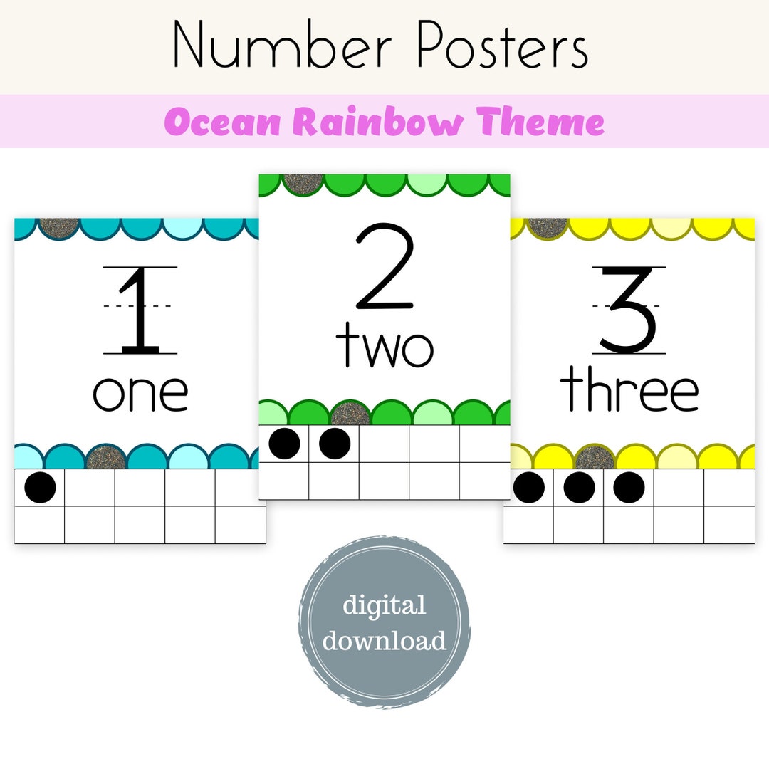 Number Posters | Ocean Rainbow | Classroom Decor - Etsy