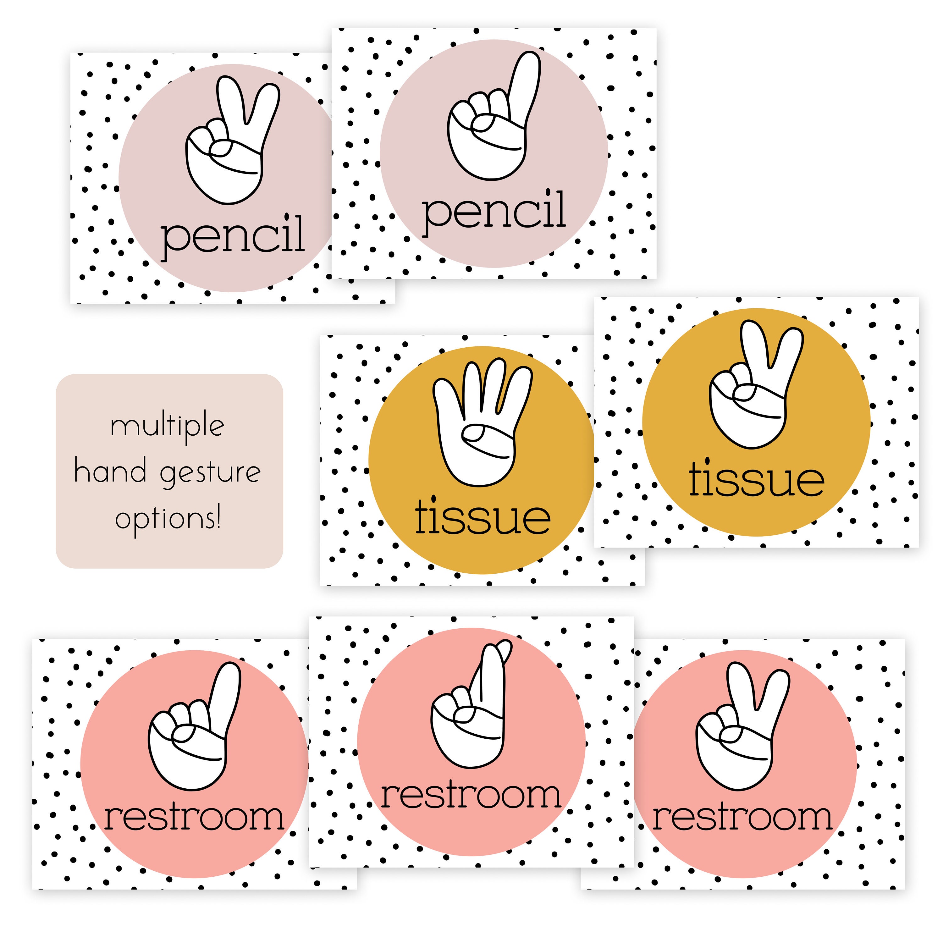 Hand Signal Posters | Boho Dots | Classroom Management - Etsy