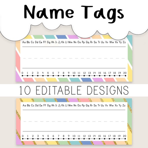 Name Tags Pastel Rainbow Classroom Management - Etsy