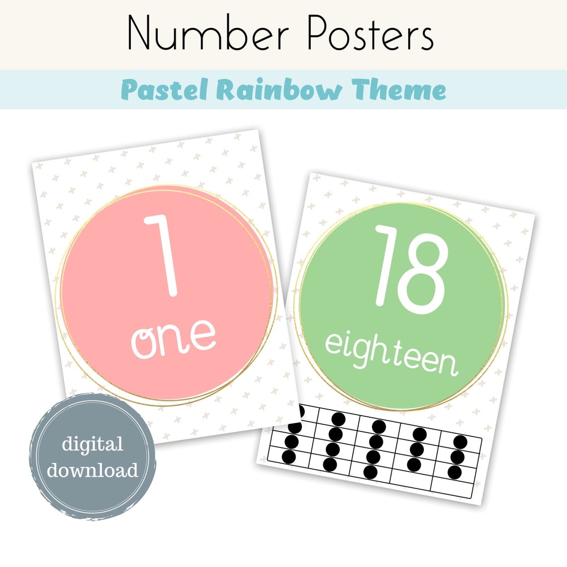 Number Posters | Pastel Rainbow | Classroom Decor - Etsy