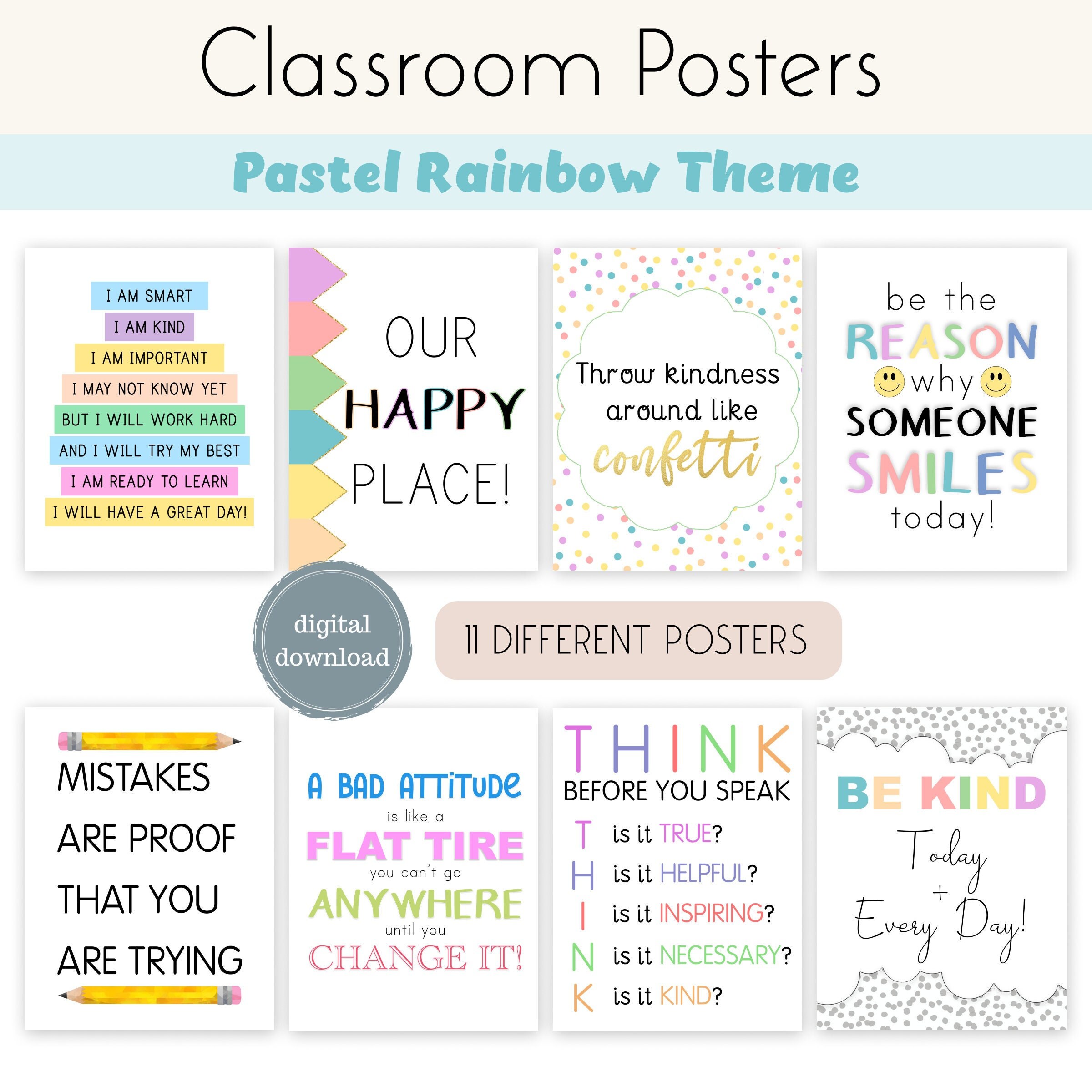 Classroom Poster Pack | Pastel Rainbow | Classroom Decor - Etsy