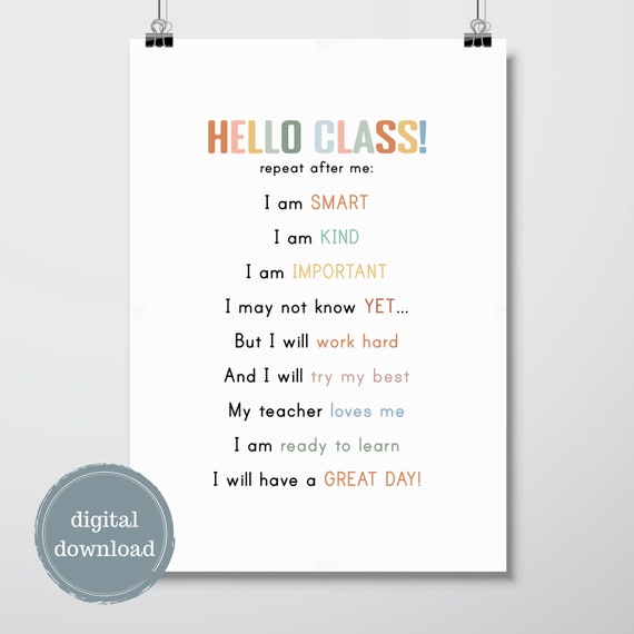 Class Affirmation Classroom Poster Classroom Decor - Etsy