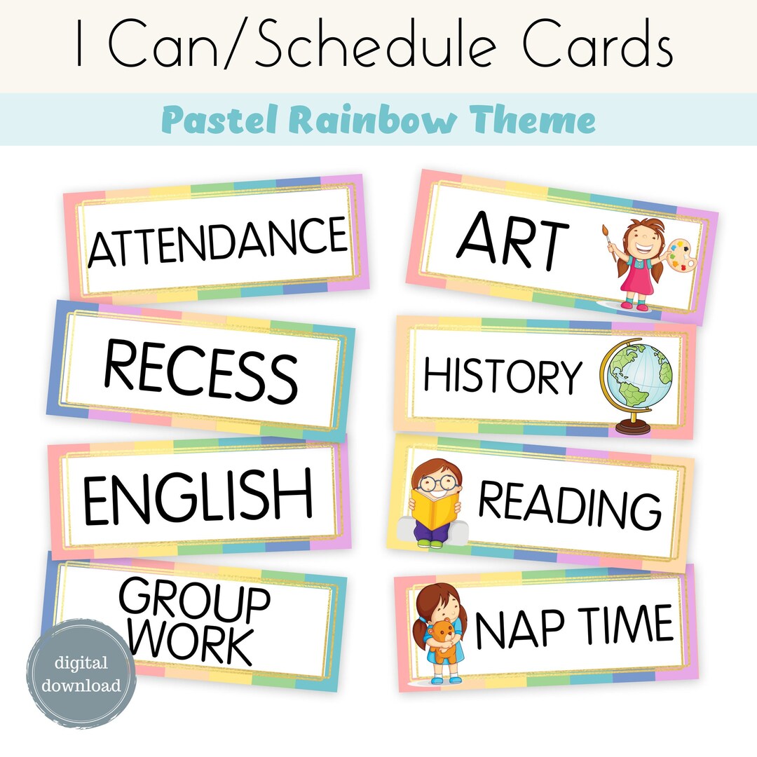 I Can Statements & Schedule Cards | Pastel Rainbow | Classroom ...
