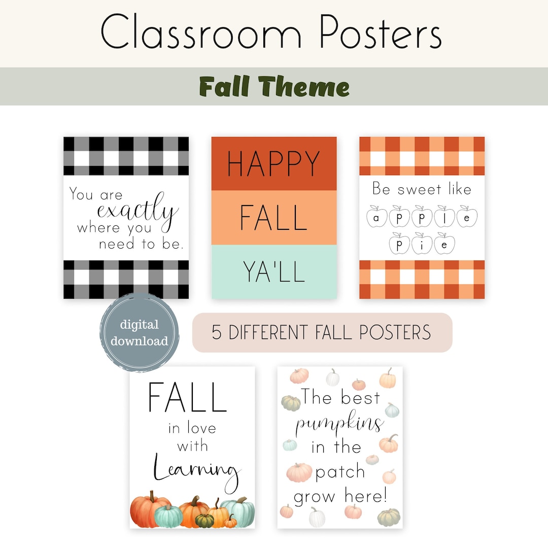 Fall Classroom Poster Pack Boho Fall Classroom Decor - Etsy