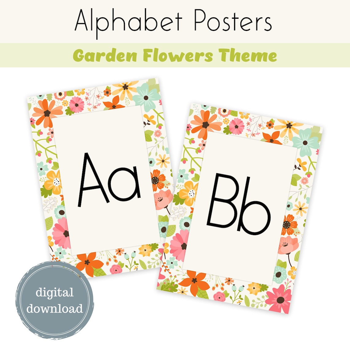 Classroom Alphabet Posters | Garden Flowers | Classroom Decor - Etsy