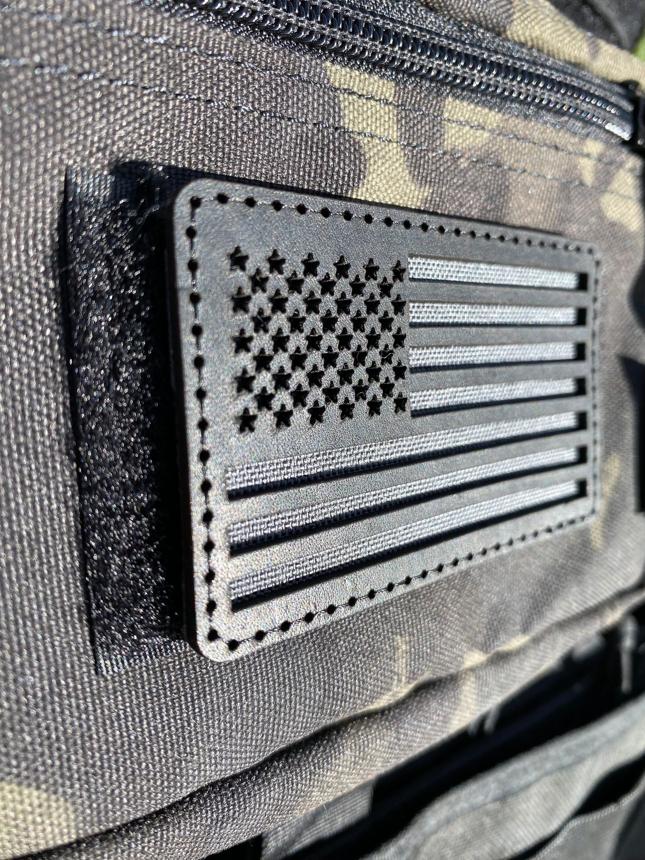 American Flag Leather Velcro Patch, Grey Cordura Backing - Etsy