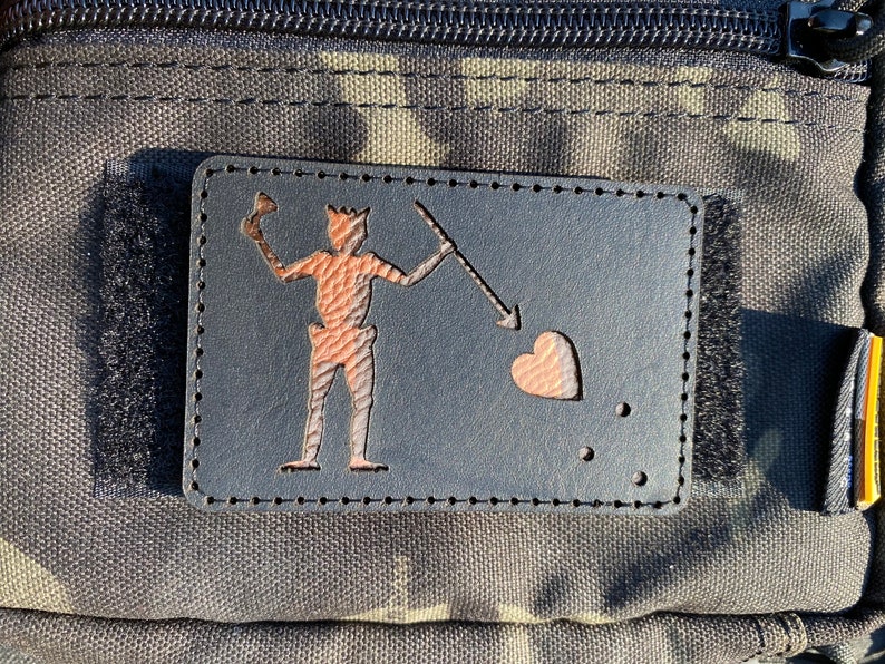 Blackbeard Flag Black Leather Patch With Copper Backing, Hook and Loop ...