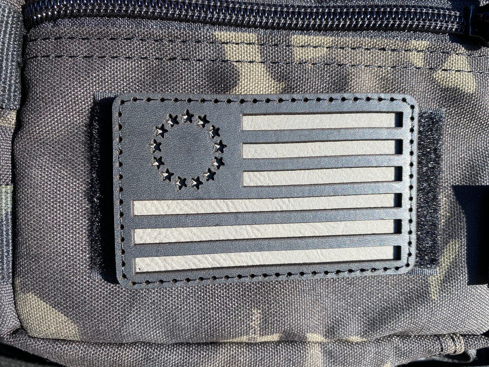 Betsy Ross Flag Leather Velcro Patch, Grey Leather Backing - Etsy