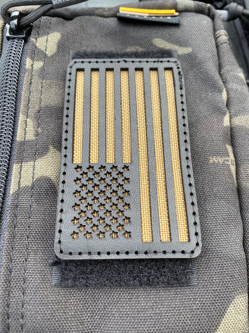American Flag Leather Velcro Patch, Tan Cordura Backing - Etsy