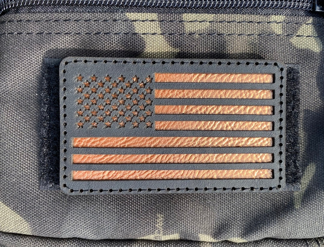 American Flag Leather Velcro Patch, Copper Backing - Etsy