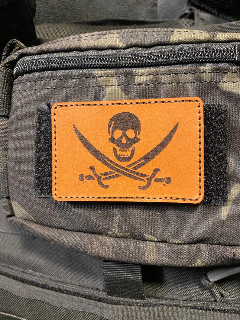 Pirate Flag Leather Velcro Patch - Etsy
