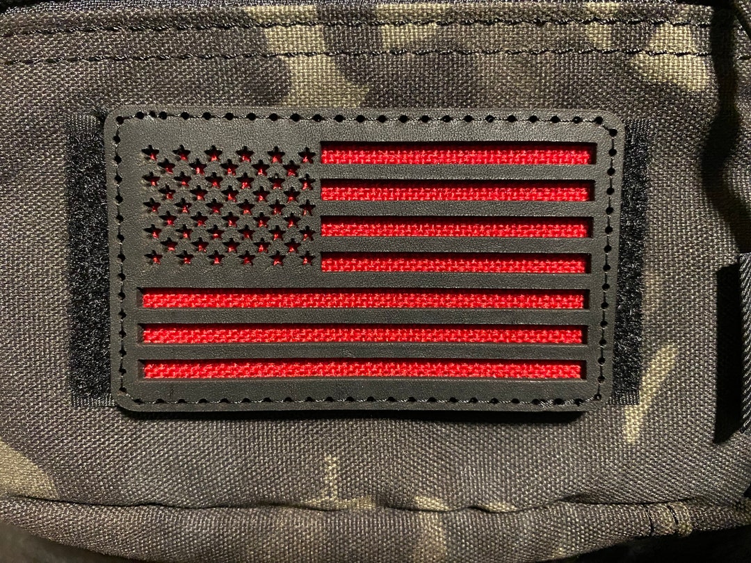 American Flag Leather Velcro Patch Red Backing - Etsy