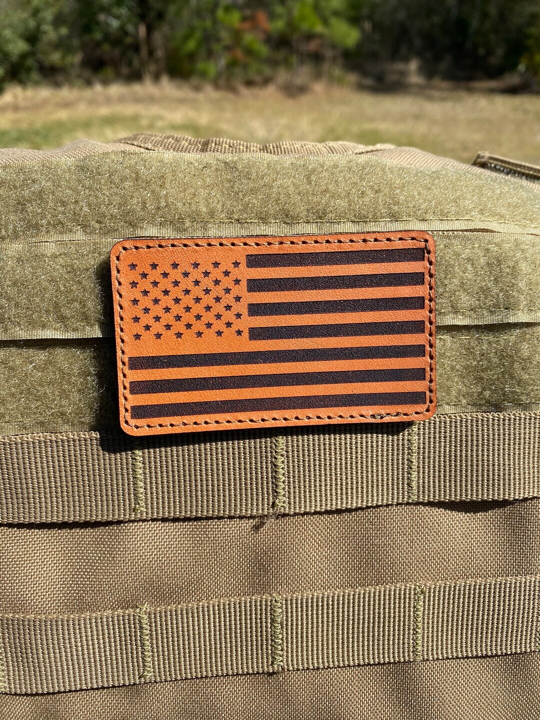 USA Flag Leather Velcro Patch - Etsy