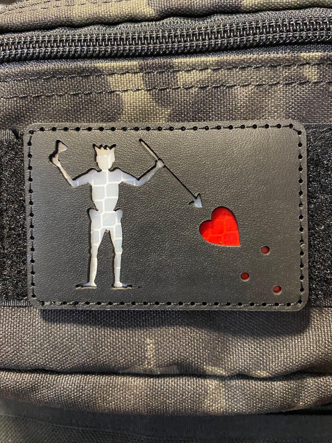 Reflective Blackbeard Flag Leather Patch, Hook and Loop 2”x3”, Top Grain Leather - Etsy