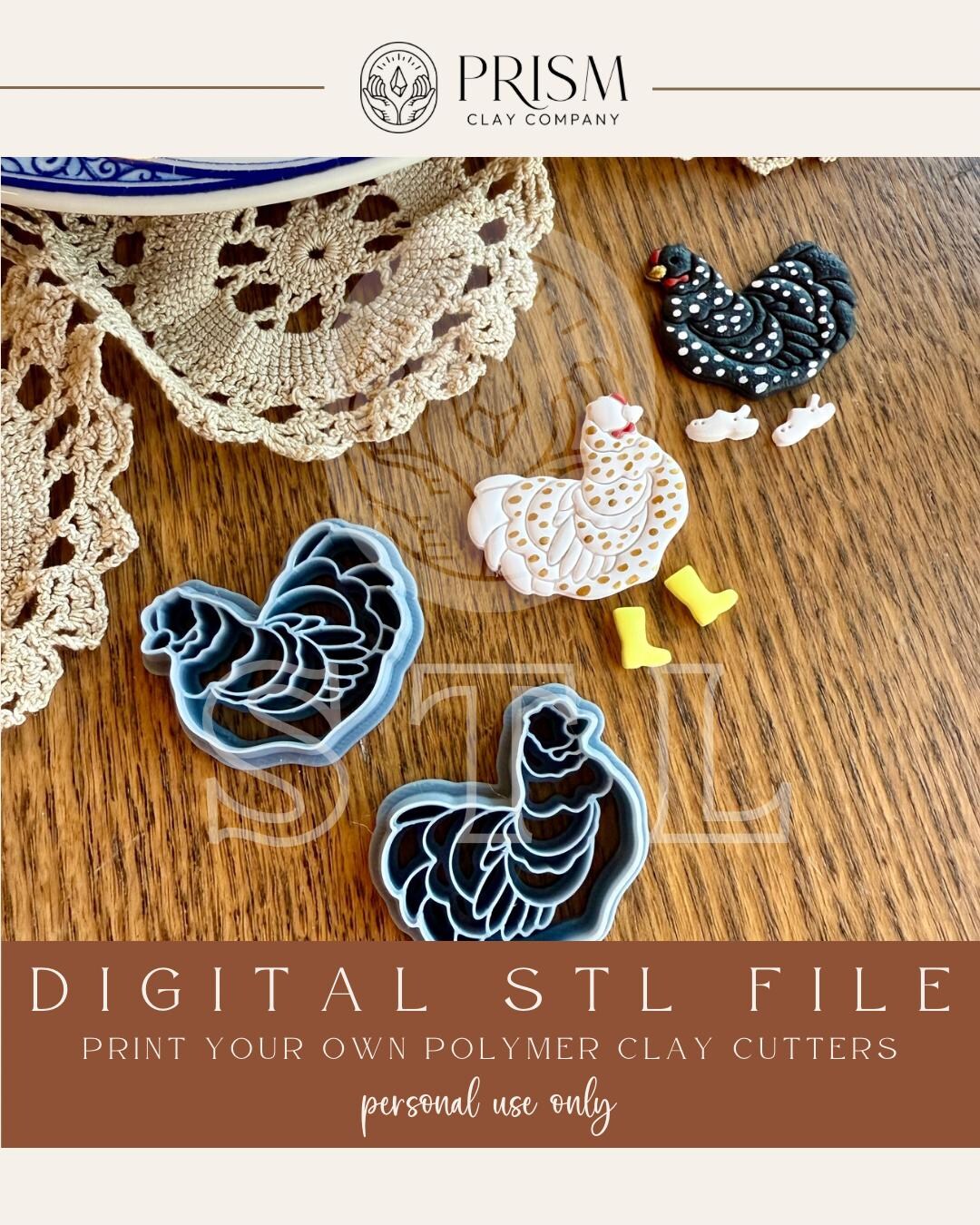 Chicken STL File: 3D Print Polymer Clay Cutter (1.5in) (digital ...