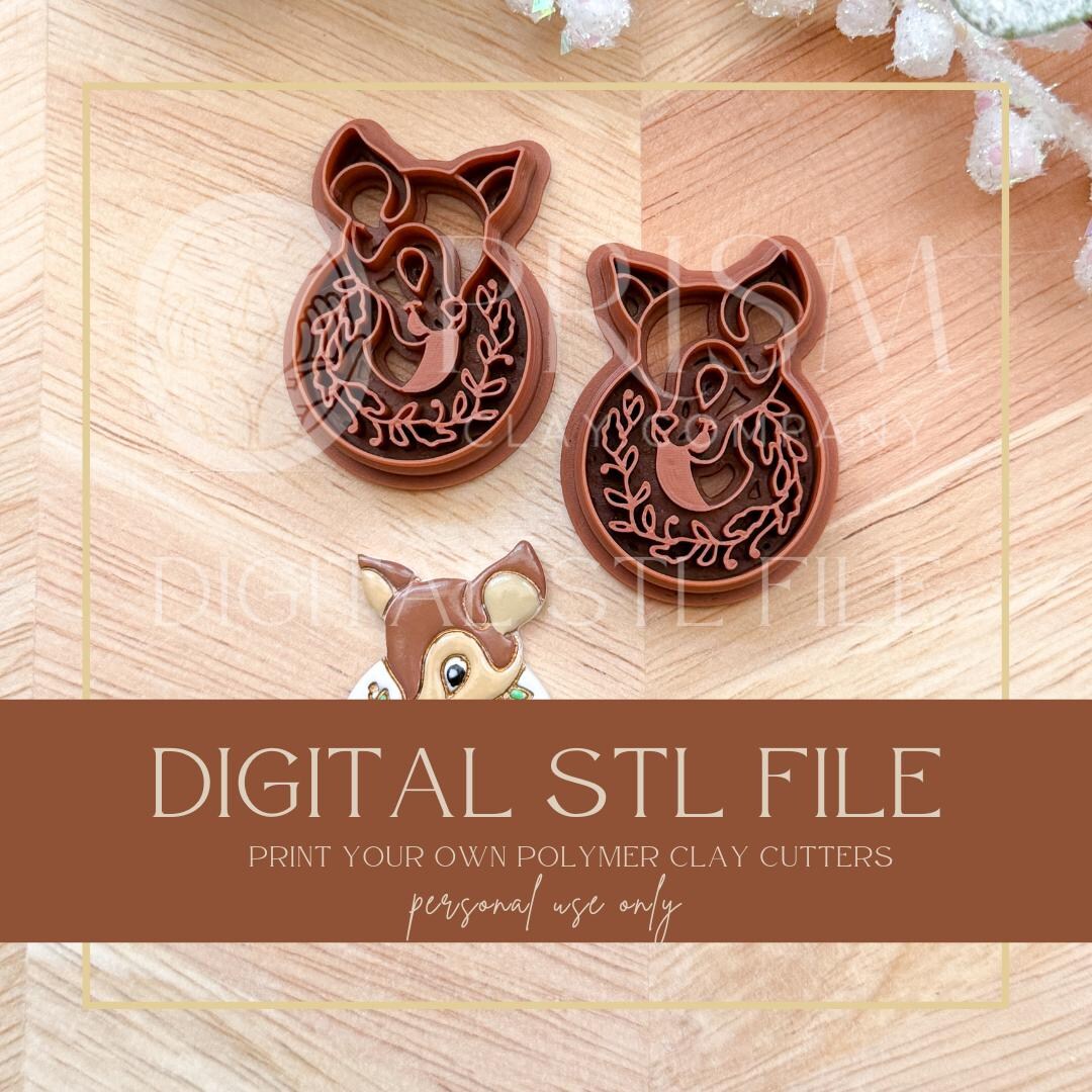 Vintage Reindeer Rudolph Wreath STL File: 3D Print Polymer Clay Cutter ...