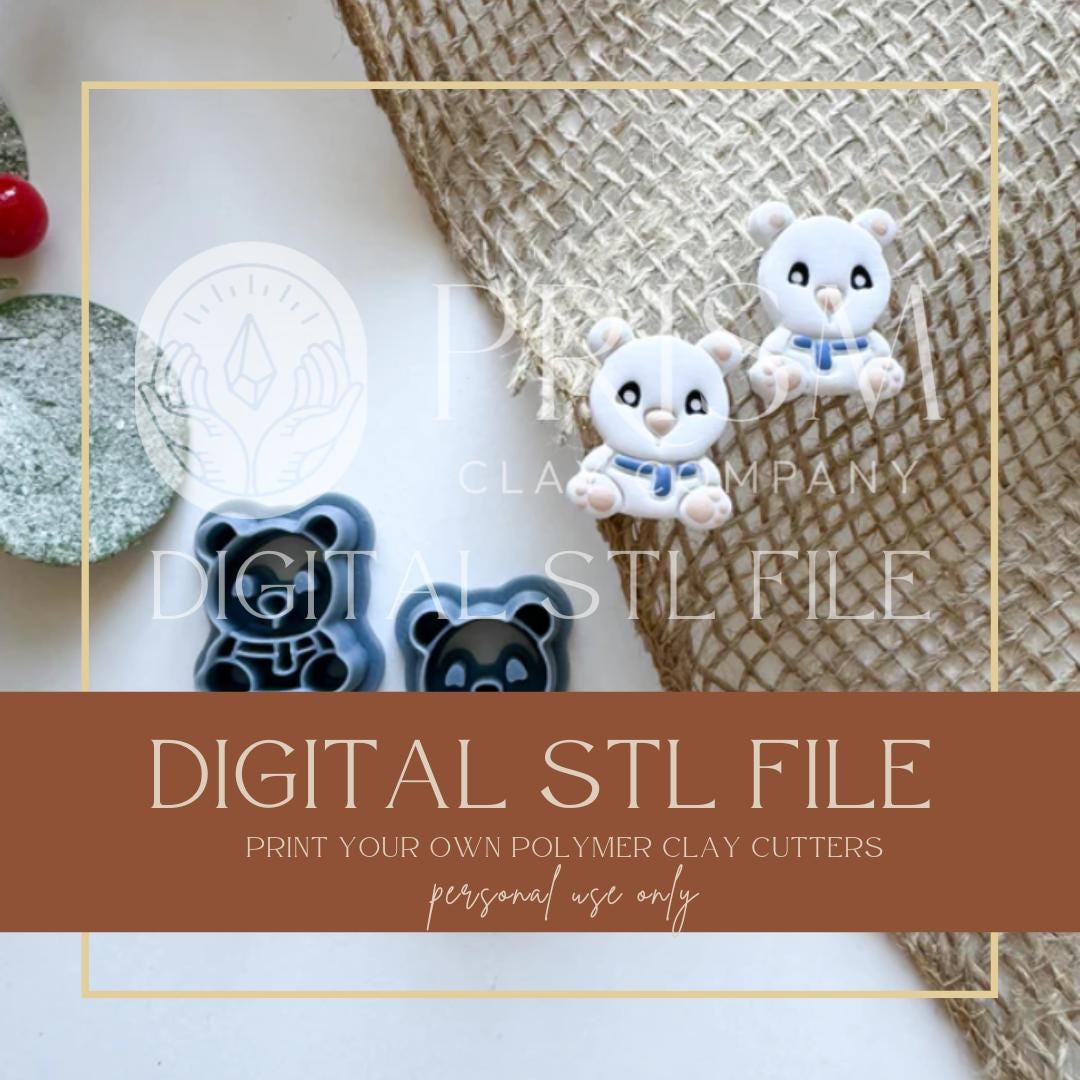 Polar Bear Stud STL File: 3D Print, Polymer Clay Cutter (digital ...
