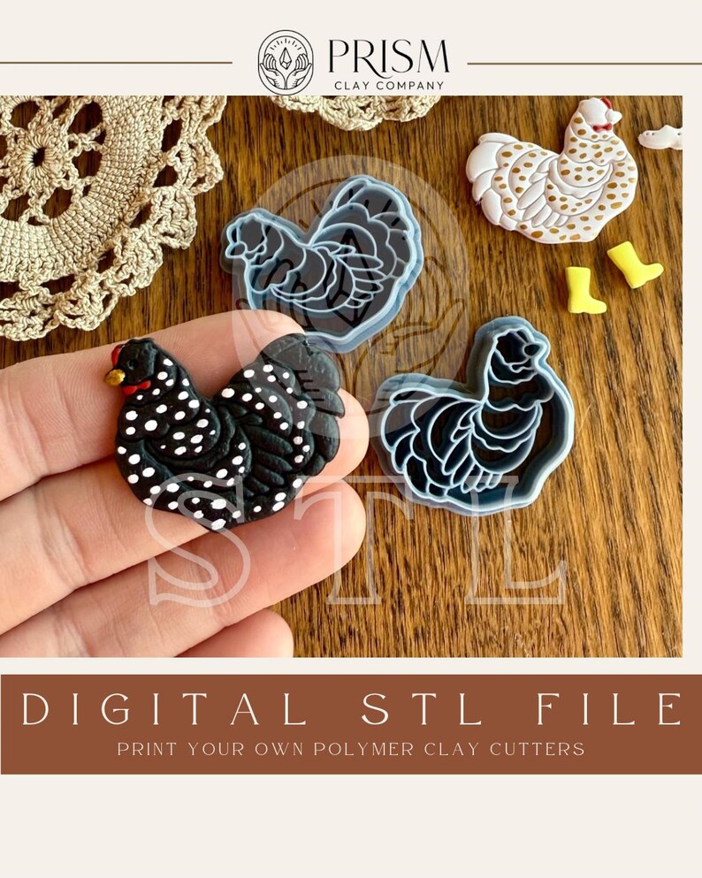 Chicken STL File: 3D Print Polymer Clay Cutter (1.5in) (digital ...
