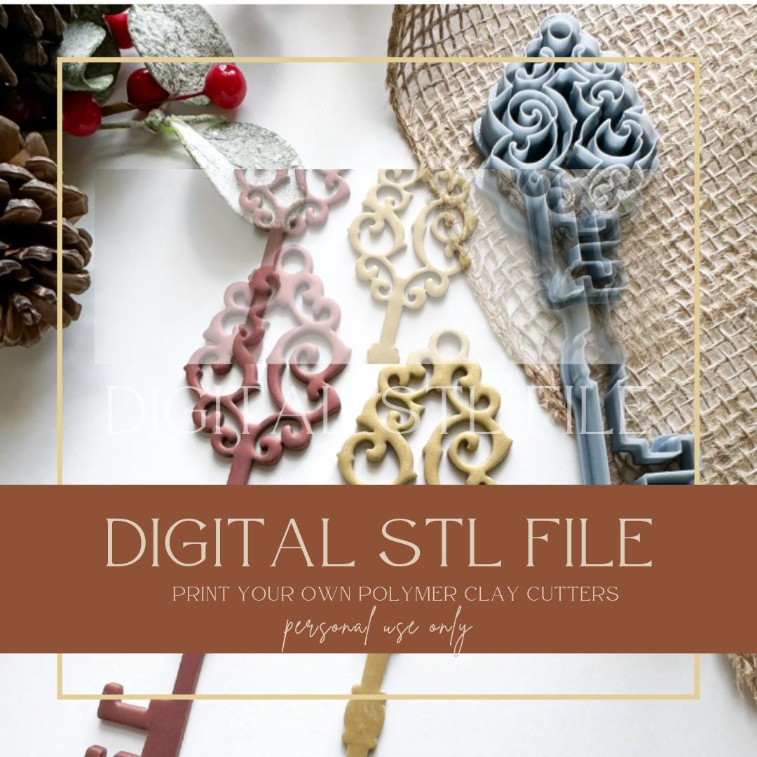 Fancy Santa Key Polymer Clay Cutter STL File: 5in Christmas Key ...