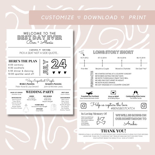 Rustic Printable Wedding Programs Wedding Ceremony Program - Etsy