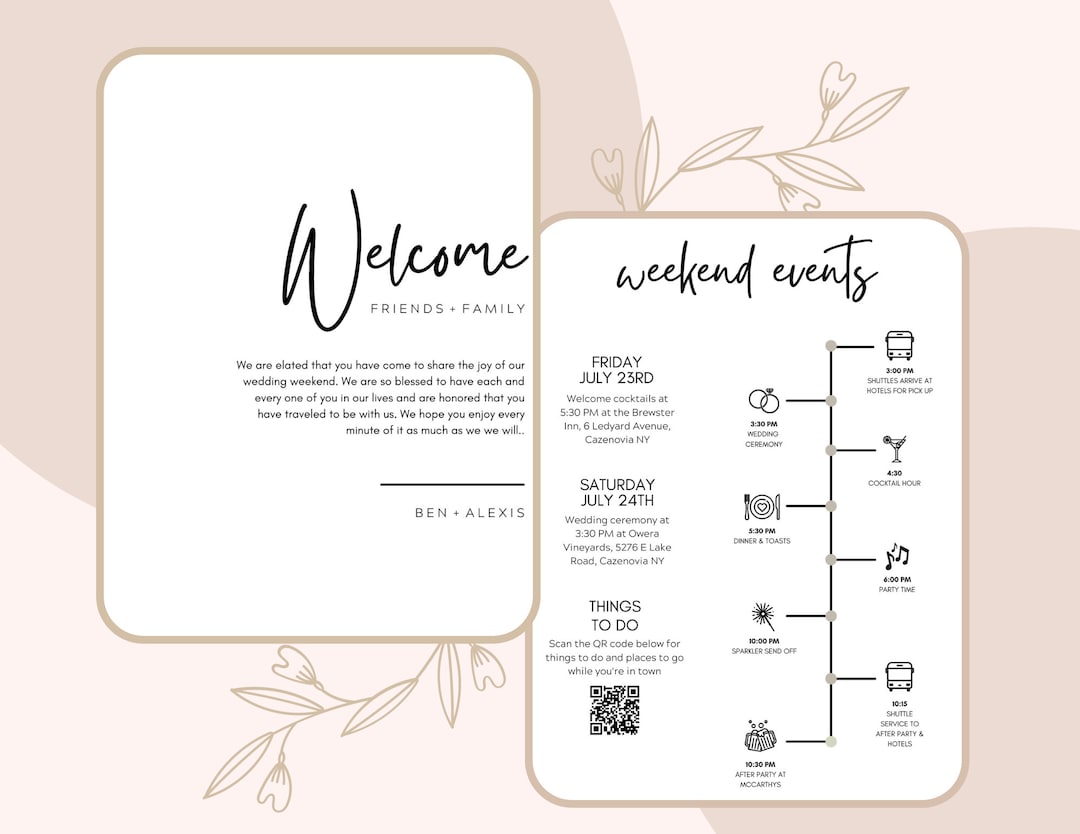 Double-sided Wedding Guest Welcome Letter - Etsy